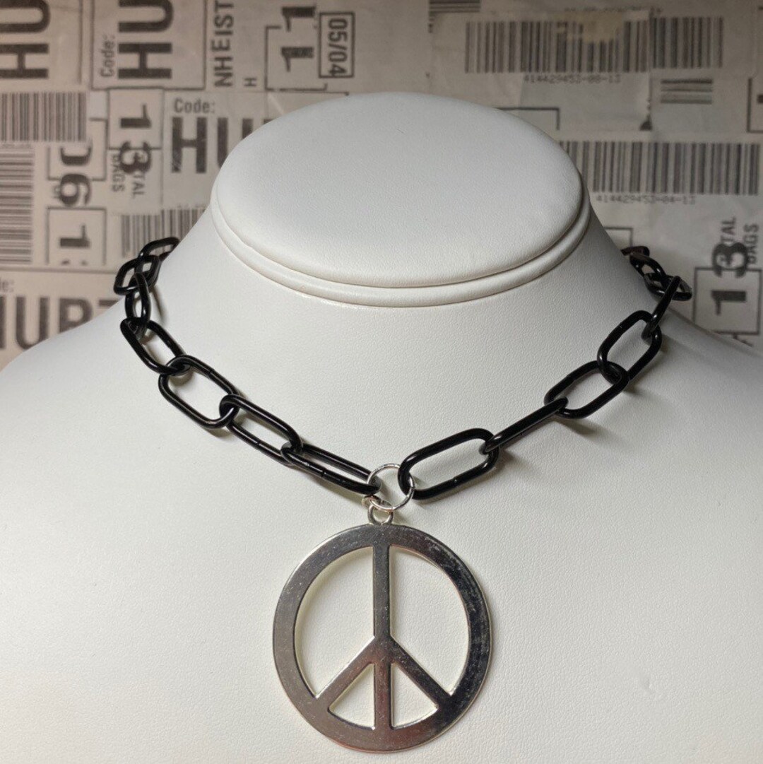 Peace Sign Chain Necklace - Etsy
