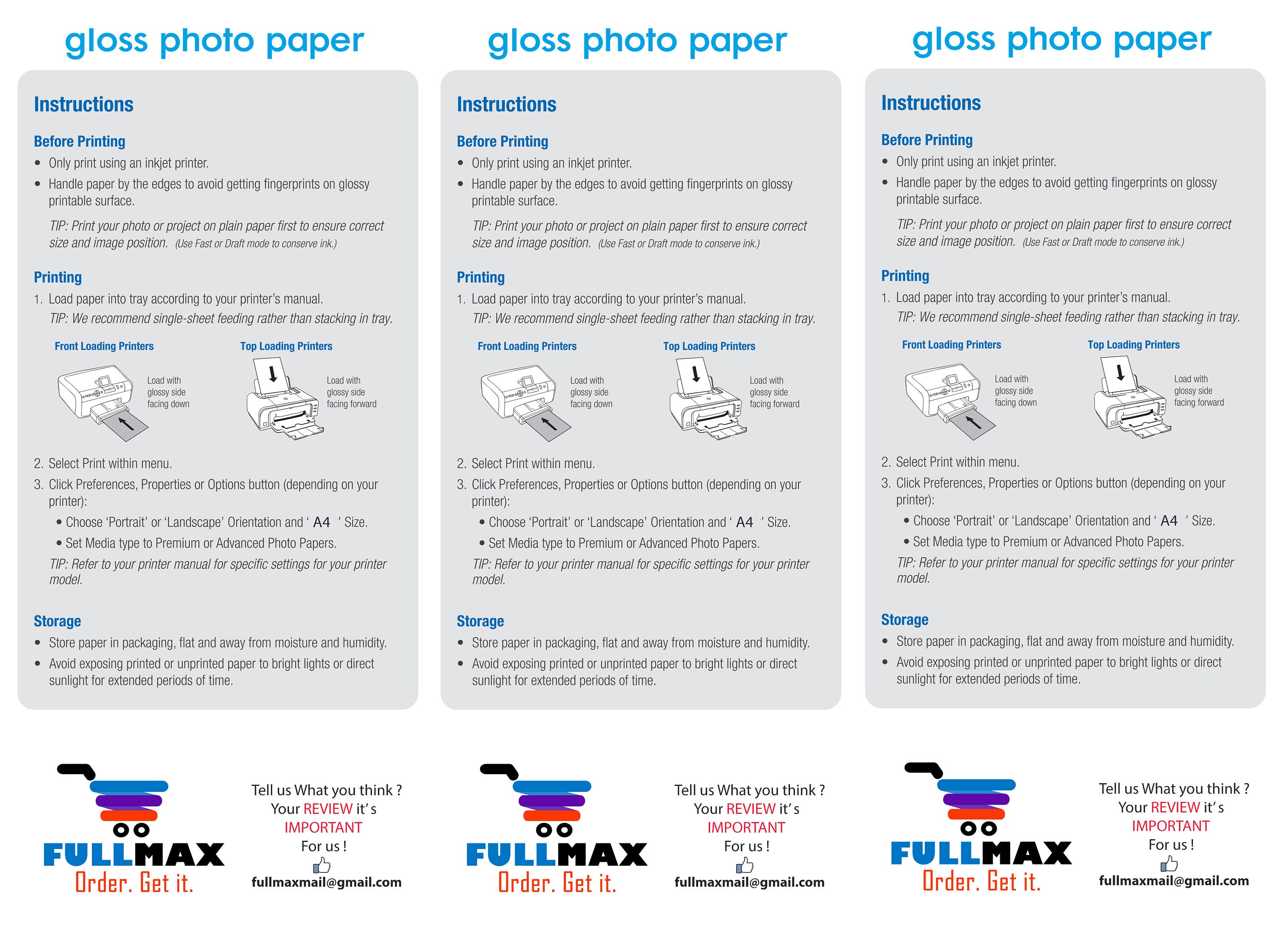 Premium Glossy Inkjet Photo Paper 8.3x11.7 A4 Size 20 Sheets Weight ...