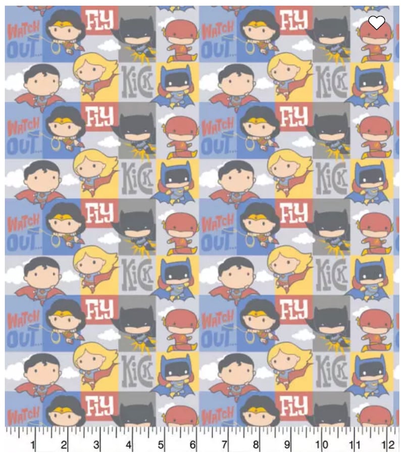 DC Comics Cotton Fabric Heroes in Action, Batman, Wonder Women, Flash ...
