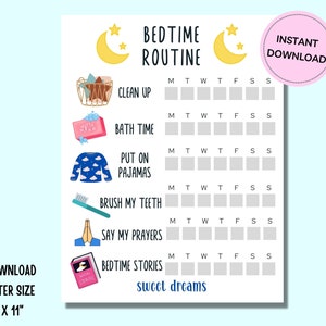 Printable Morning and Bedtime Checklist for Kids- Daily Routine Chart ...
