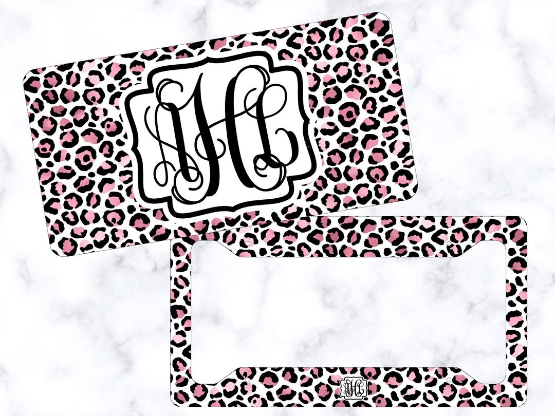 Personalized Leopard Print Car Tag – Monogram License Plate & Coaster ...