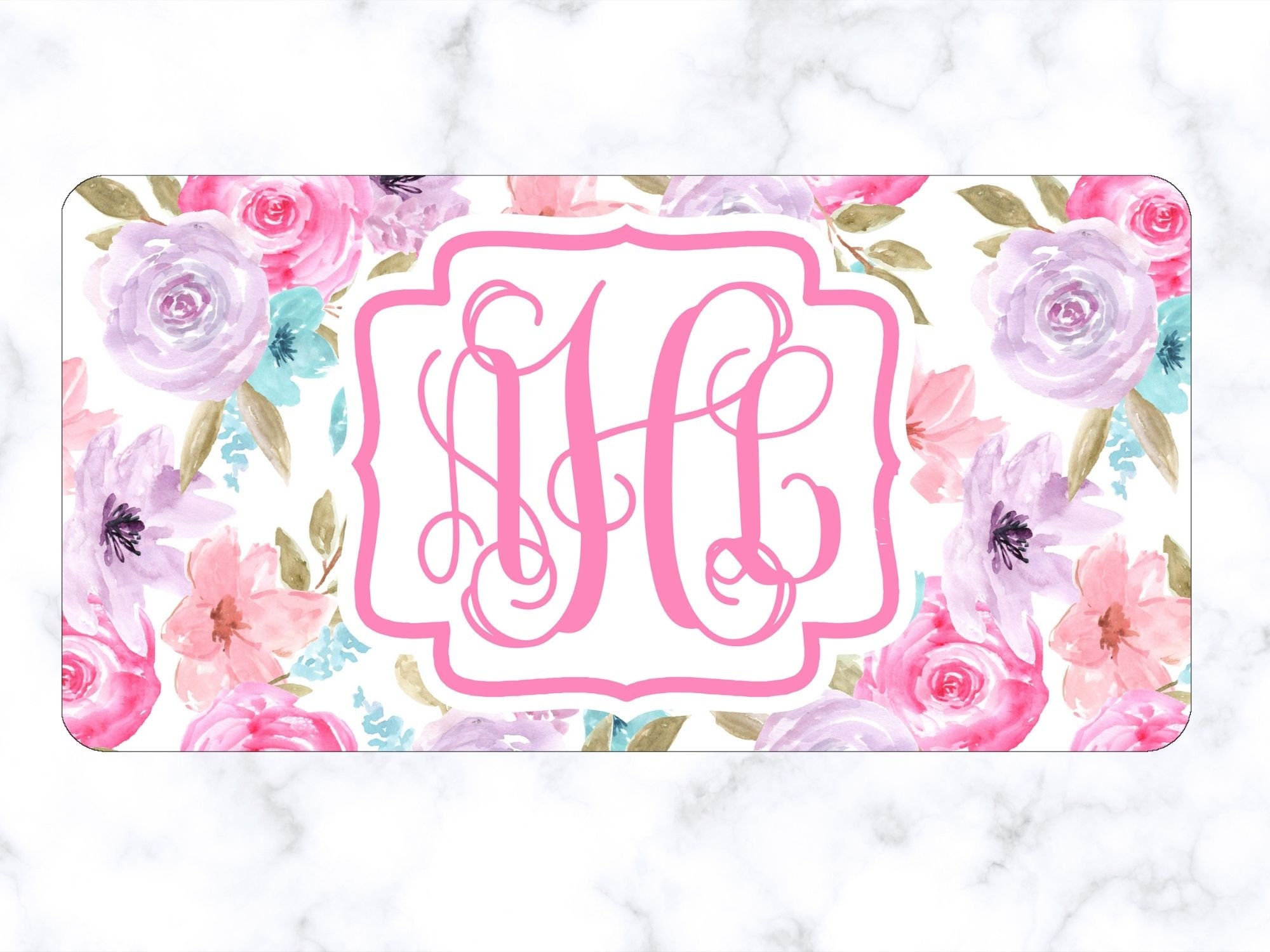 Personalized White Floral Car Tag watercolor Car Coasters - Etsy