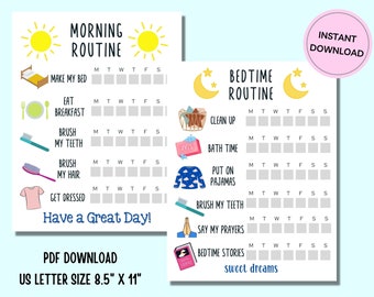 Kids Morning Checklist Fall Chore Chart Kid Morning Autumn Routine ...