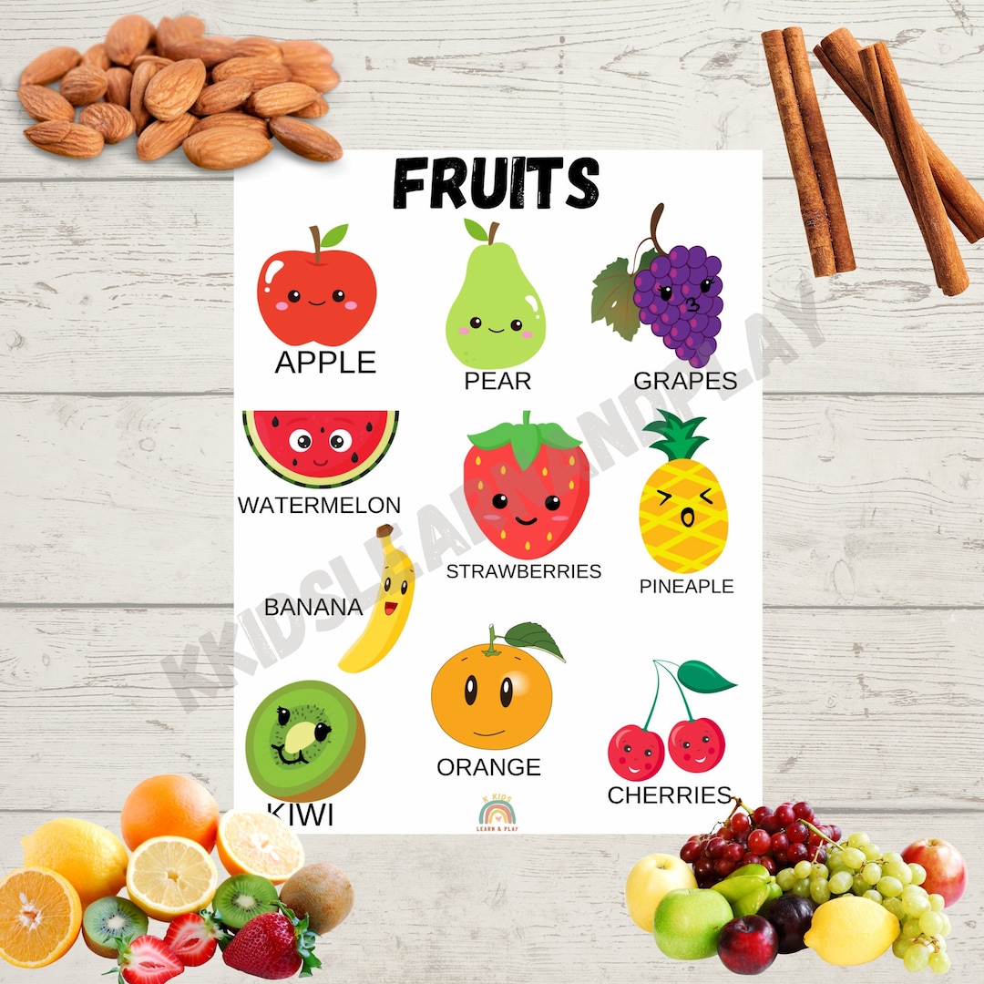 Fruits Print, Educational Print, Homeschool Learning, Playroom Wall ...