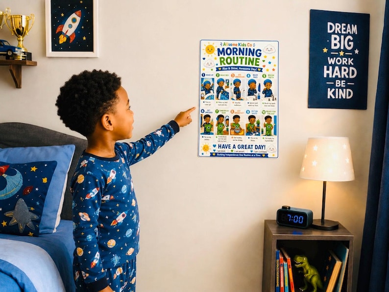 Boy Morning Routine Chart | Visual Schedule, Autism Support (digital ...