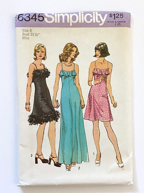 1970s VINTAGE SIMPLICITY PATTERN 6345 Dress Misses Size 8 - Etsy