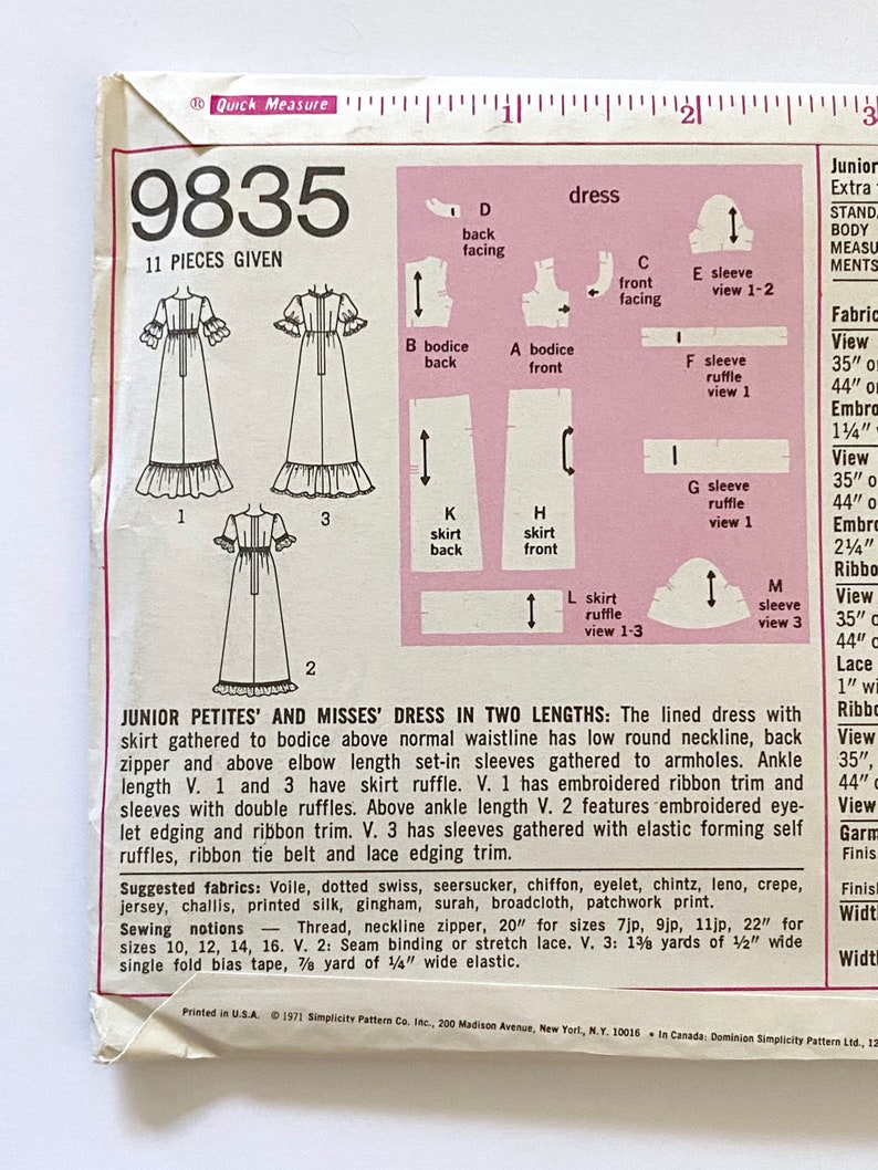 1960s 1970s VINTAGE SIMPLICITY PATTERN #9835 | Mod Dress Junior Petite ...