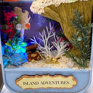 MINIATURE WORLD SEASIDE Lighted Box Theater Altered Tin Ocean Fishing ...