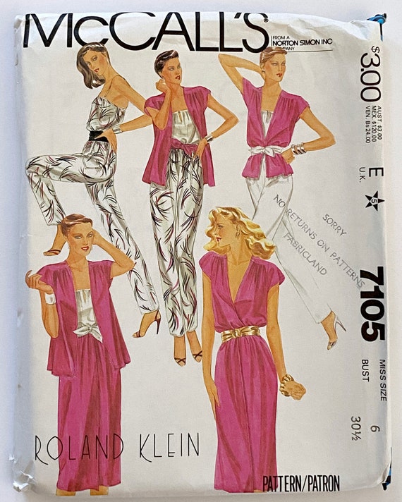 1980s VINTAGE Mccall's PATTERNS 7105 Summer Dress | Etsy
