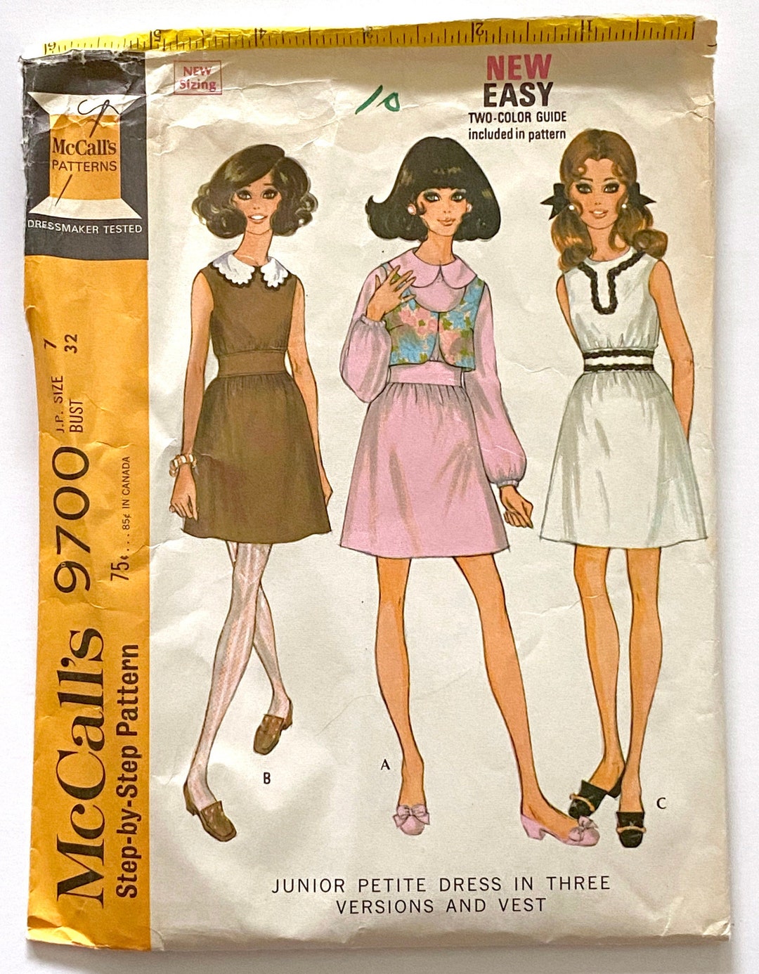 1960s VINTAGE Mccall's PATTERN #6913 | Mod Dresses Size 7 Junior (x ...