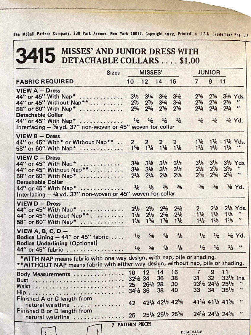 1970s VINTAGE Mccall's PATTERN #6913 | Mod Dresses Size Miss 9 Junior ...