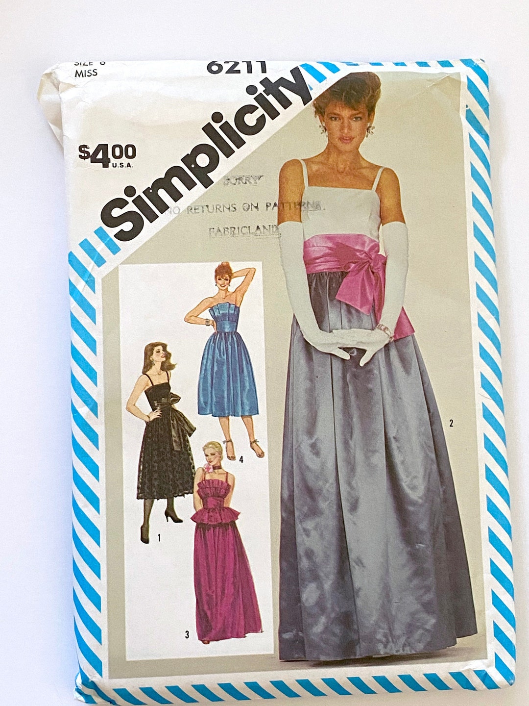 1980s VINTAGE SIMPLICITY PATTERNS #6211 | Evening Party Dress Prom Miss ...