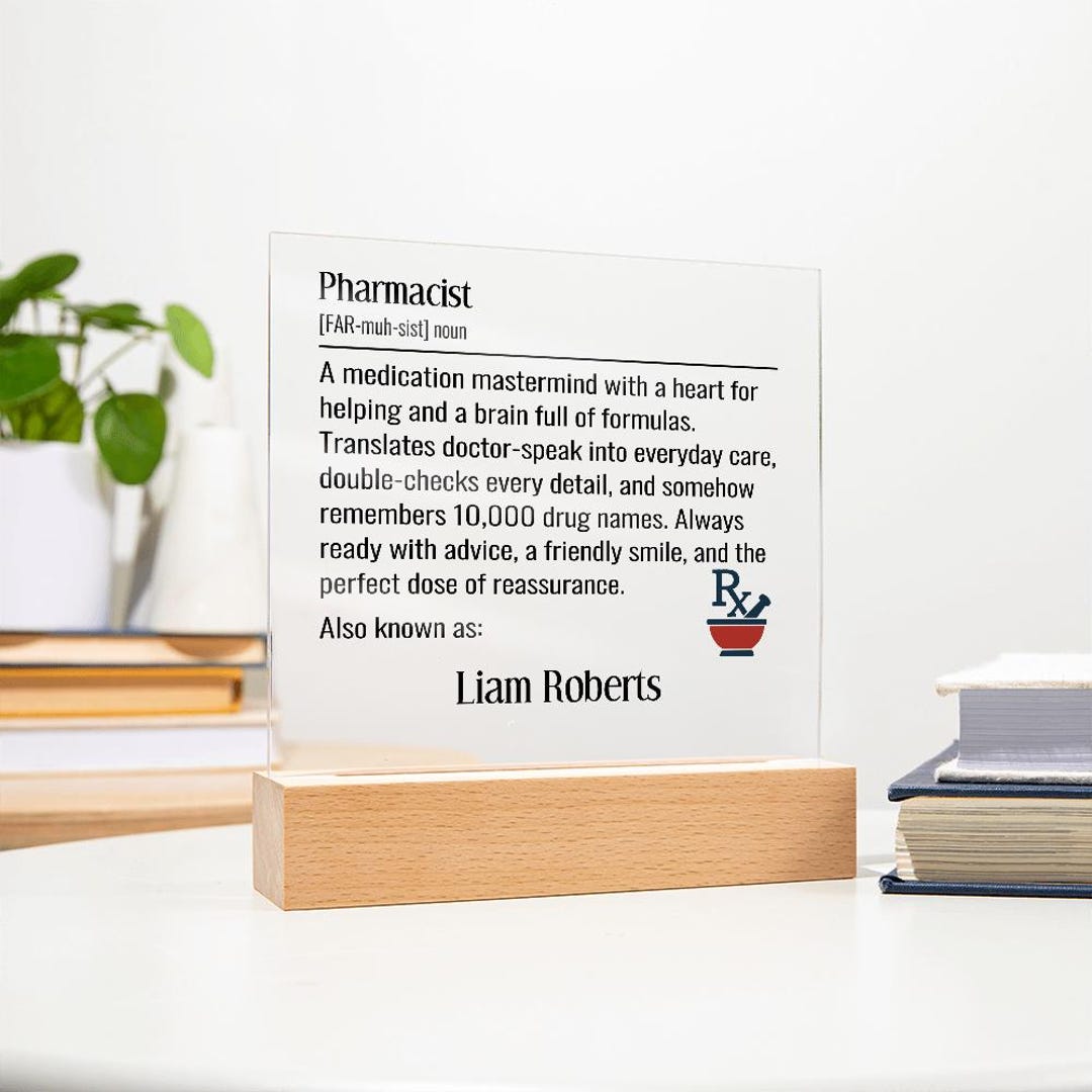 Pharmacist Name Plate, Personalized Pharmacist Gift, Custom Pharmacy ...