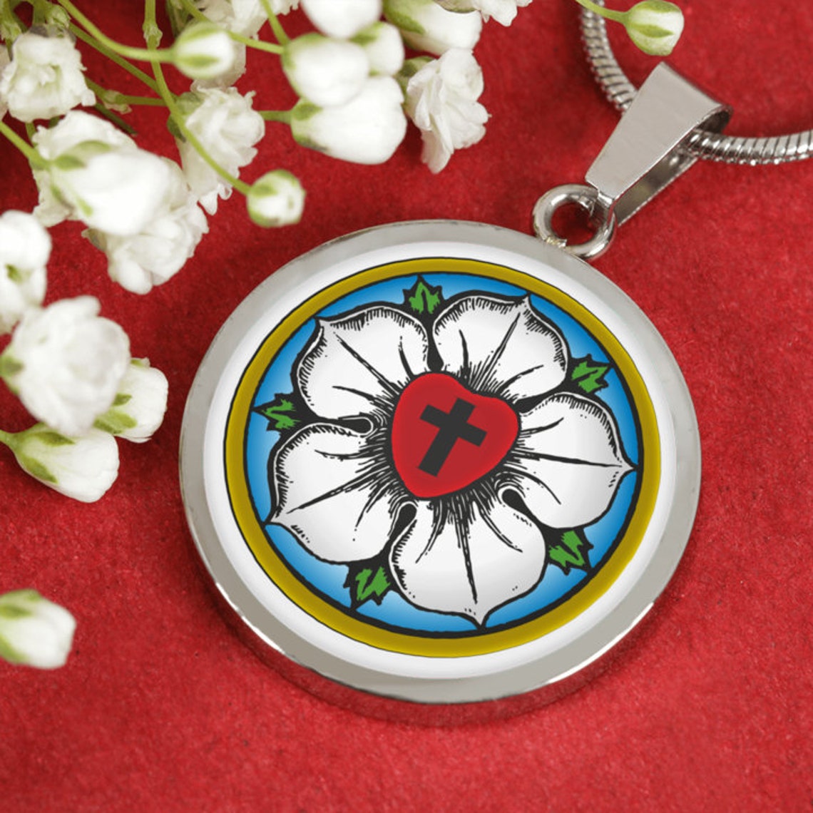 Luther Rose Pendant Necklace Lutheran Jewelry Reformation Gift - Etsy