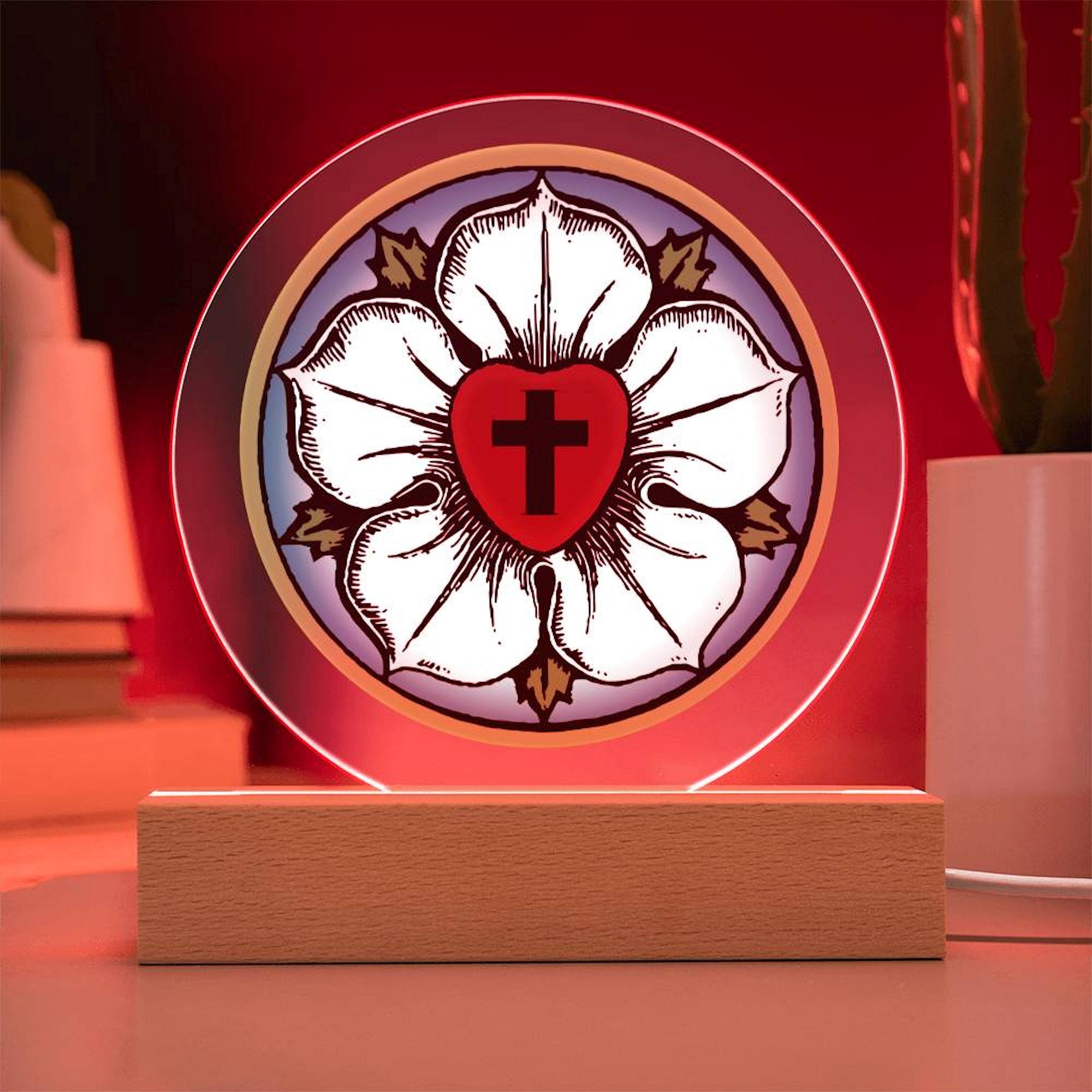 Luther Rose Plaque, Lutheran Gift, LED Light Sign or Desk Accessory - Etsy