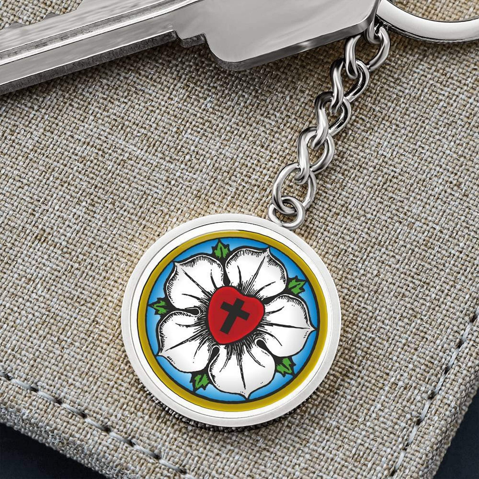 Luther Rose Key Ring: Personalized Lutheran Gift for First Communion ...