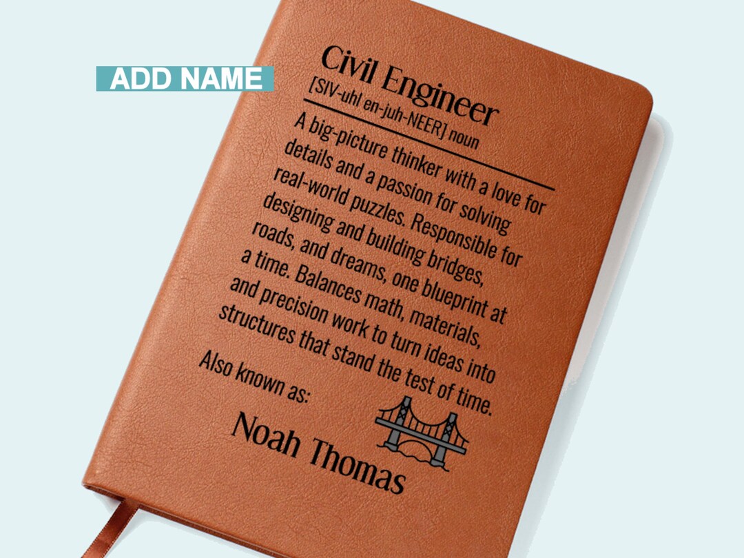 Personalized Civil Engineer Journal, Custom Name Dictionary Definition ...
