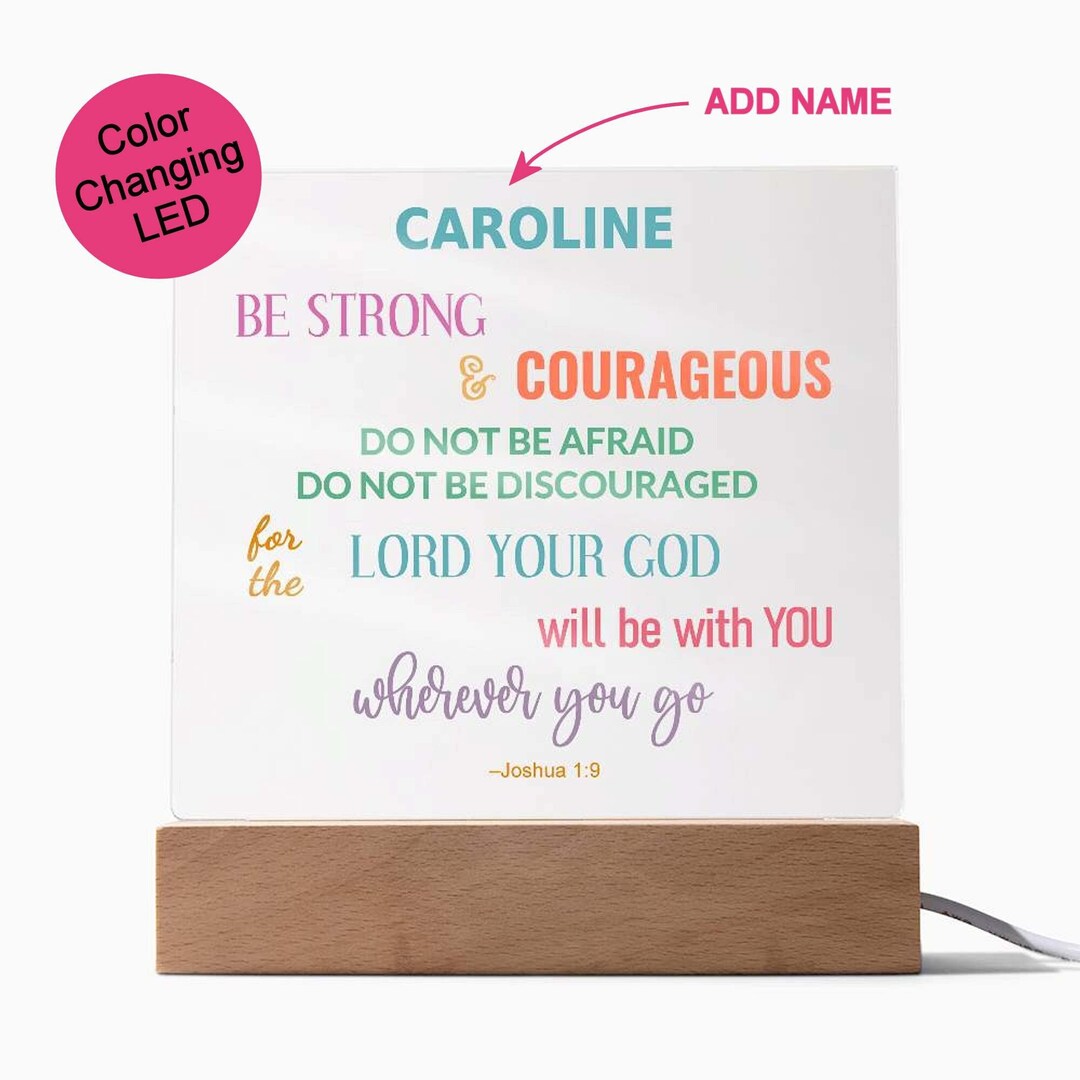 Be Strong and Courageous, Joshua 1:9, Lighted Plaque for Daughter or ...