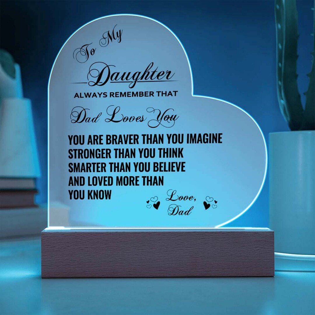 To My Daughter Art, Daughter Gift From Dad, Lighted Plaque for Daughter ...