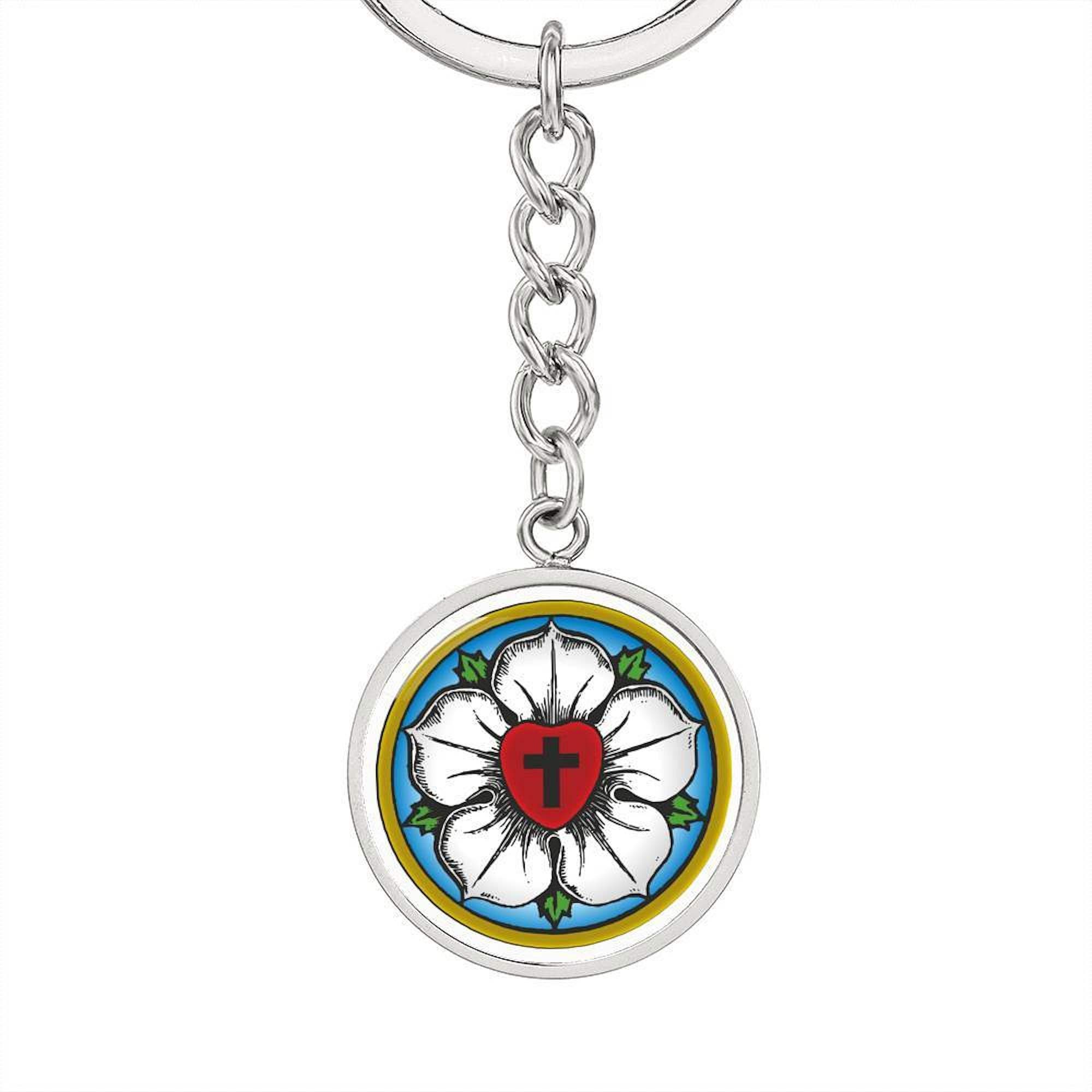 Luther Rose Key Ring: Personalized Lutheran Gift for First Communion ...
