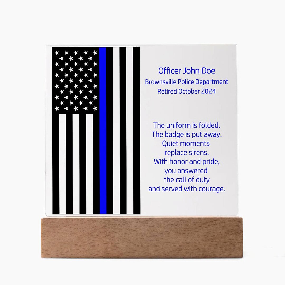 Personalized Police Retirement Gift, Police Retirement Plaque, Police ...
