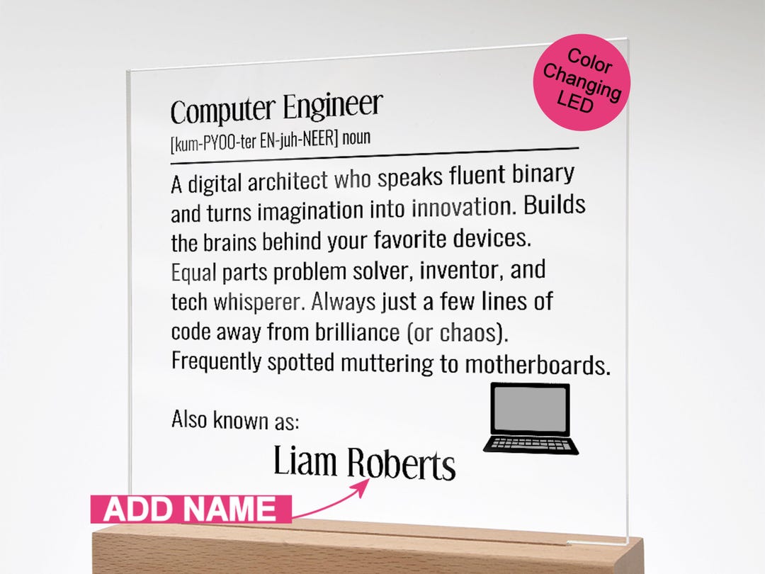 Personalized Computer Engineer Plaque, Custom LED Lighted Sign With ...