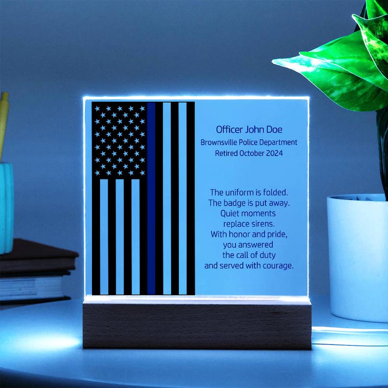Personalized Police Retirement Gift, Police Retirement Plaque, Police ...
