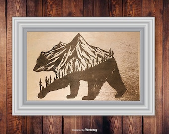 Bear wood burning | Etsy