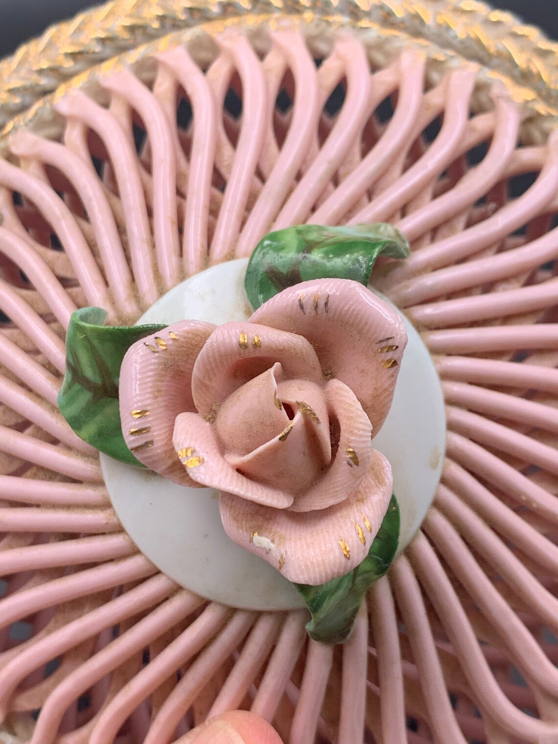 Vintage Kasuga Ware Porcelain Pink Swirl Lattice Covered Bowl - Etsy