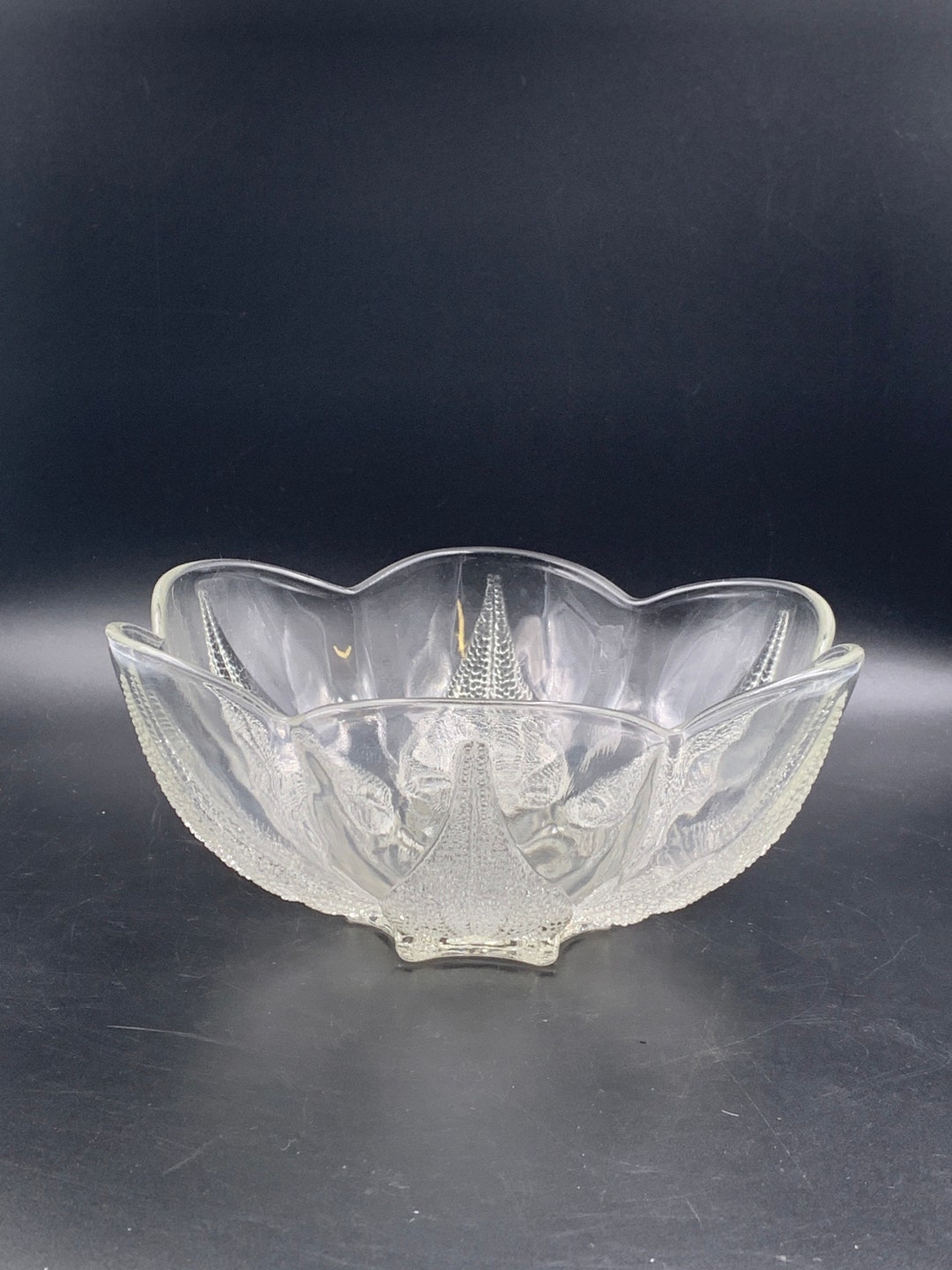 Vintage Indiana Glass Scalloped Rim Beaded Leaf Bowl 1121 - Etsy