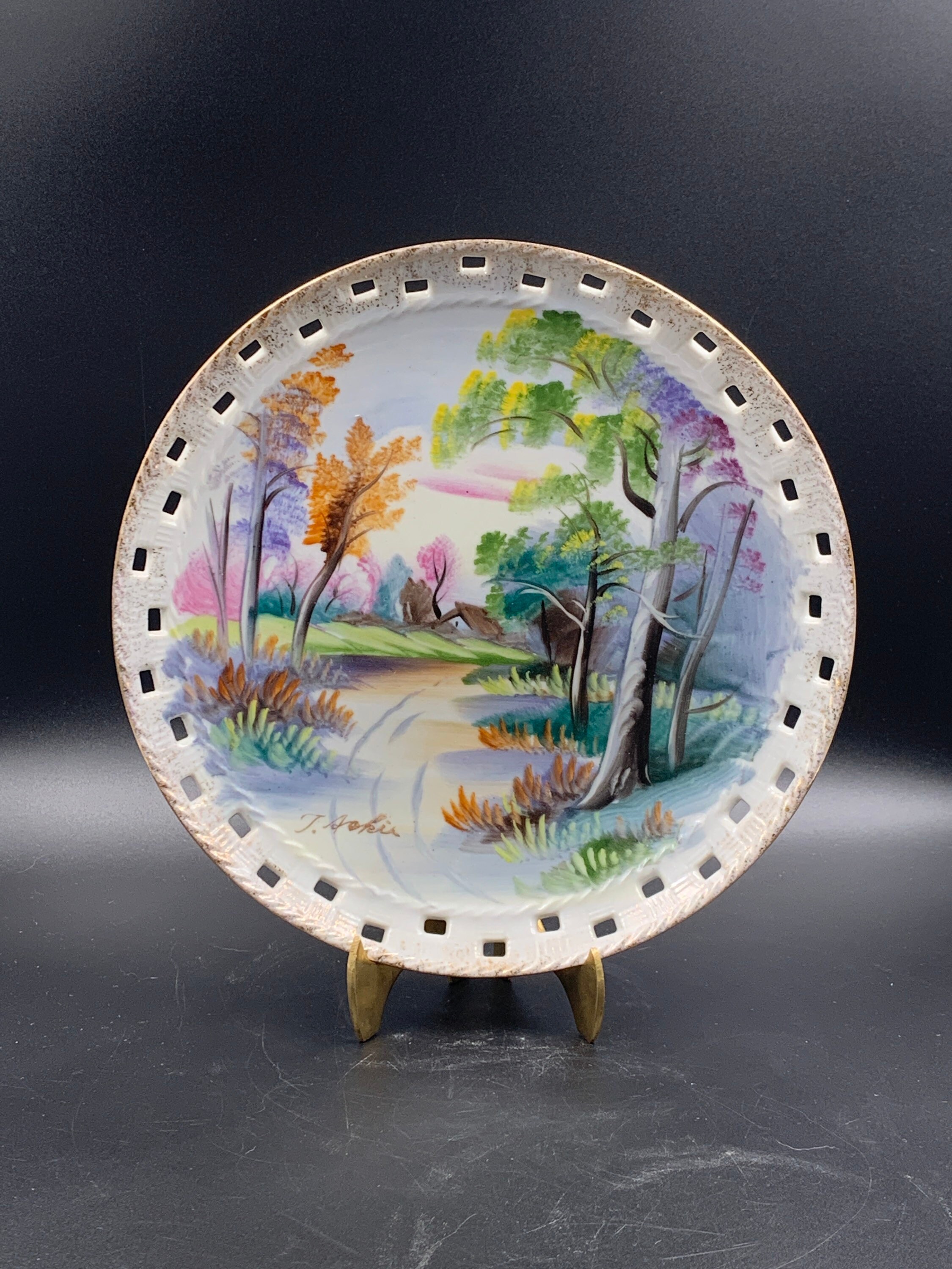 Dining & Serving 0421 Vintage Hand Painted Japan Scene Plate Home ...