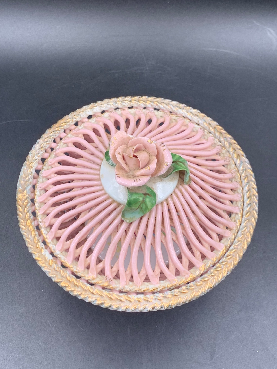 Vintage Kasuga Ware Porcelain Pink Swirl Lattice Covered Bowl - Etsy
