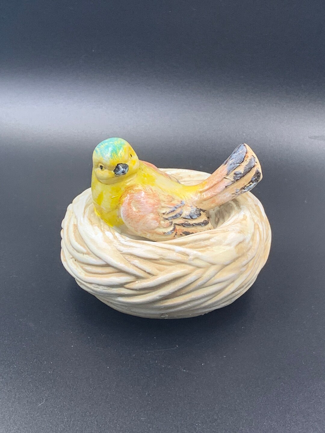 Ceramic Yellow Bird in Nest 0322 - Etsy