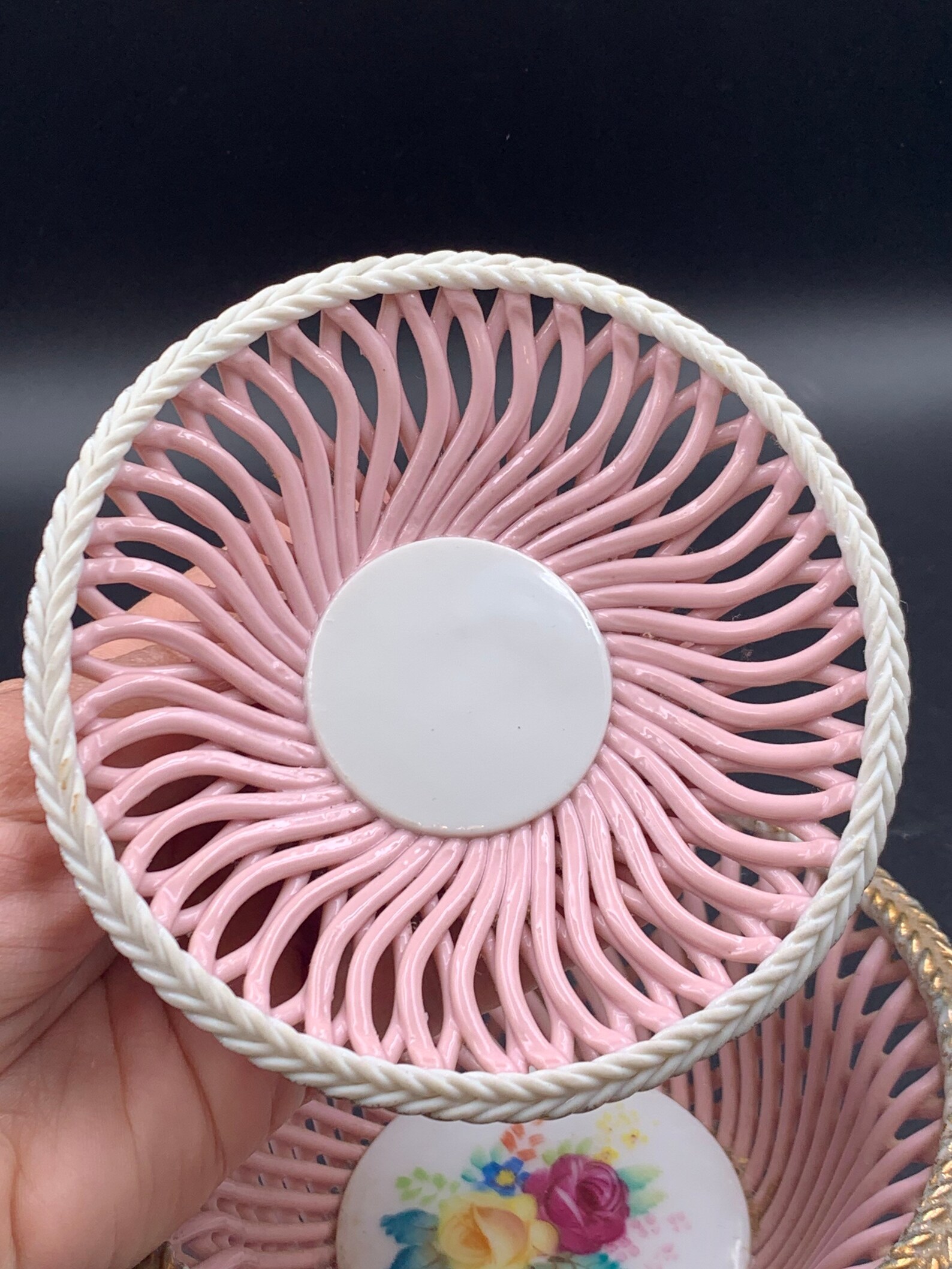 Vintage Kasuga Ware Porcelain Pink Swirl Lattice Covered Bowl - Etsy