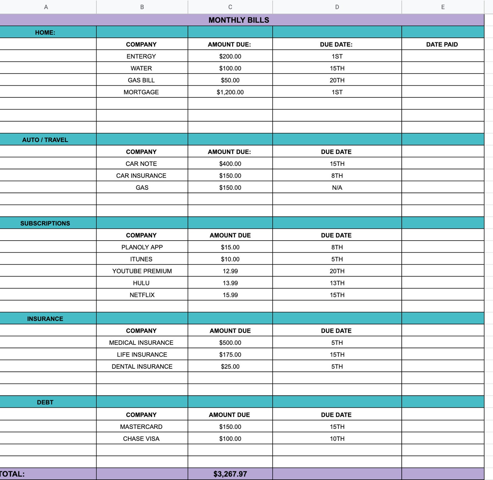 Money on One Page (DOWNLOAD) - Etsy
