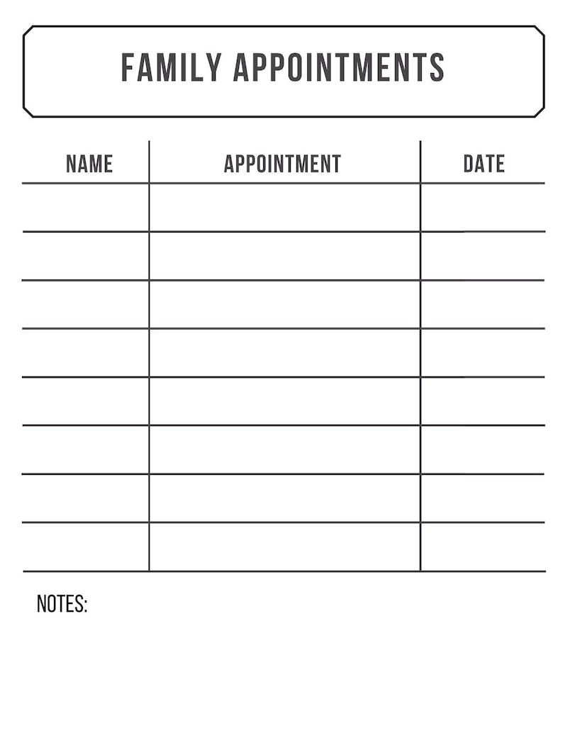 Family Appointment DOWNLOAD - Etsy