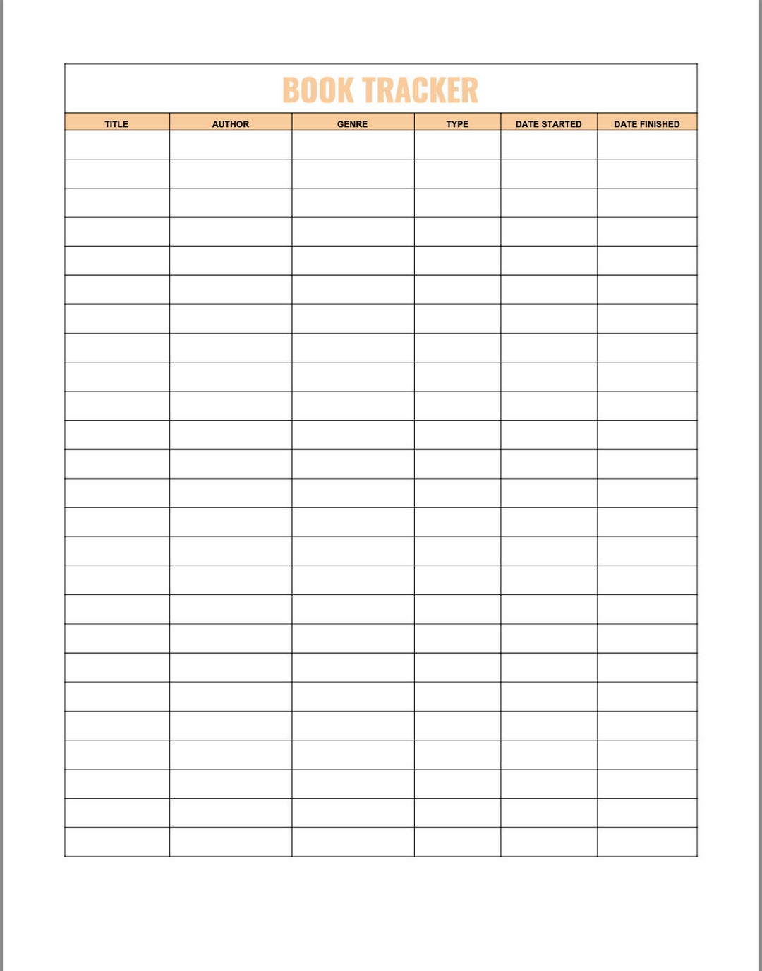 Book Tracker (DOWNLOAD) - Etsy