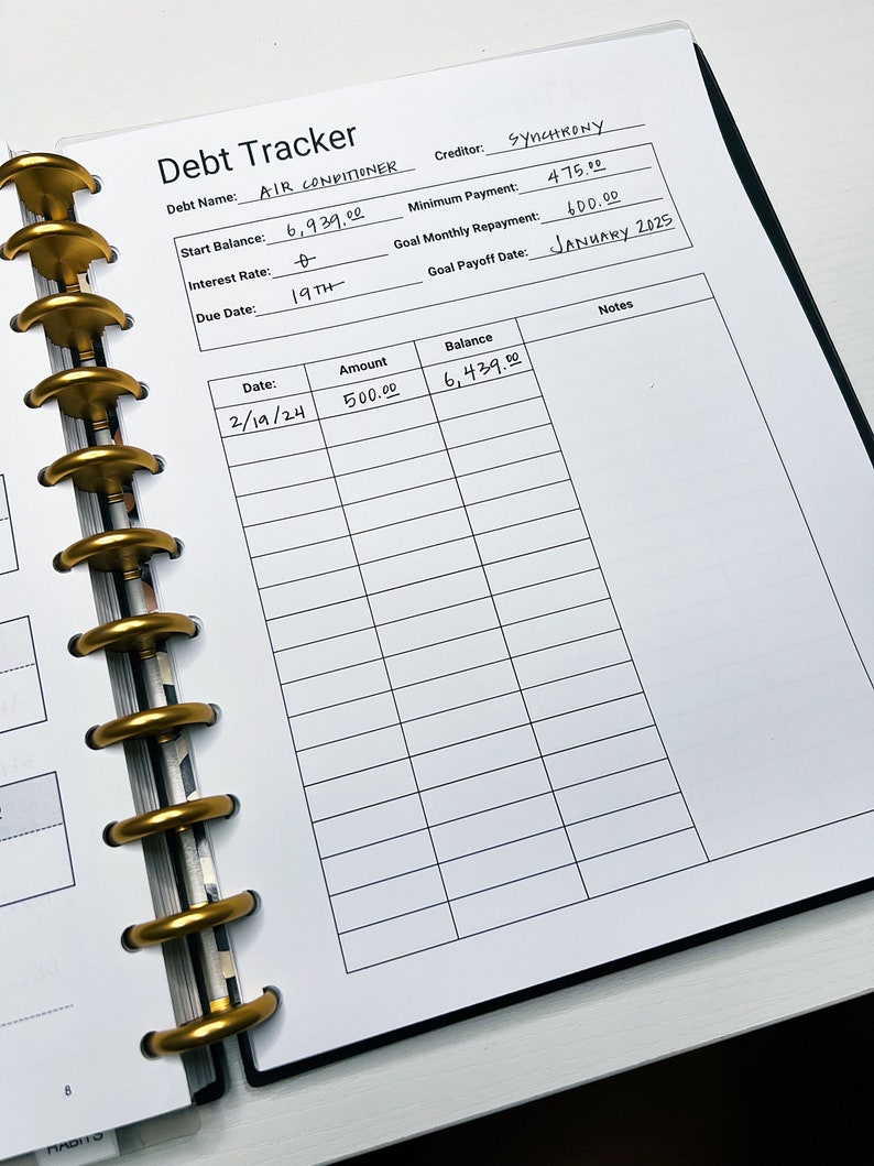 Debt Tracker (PRINTED SHEETS) - Etsy