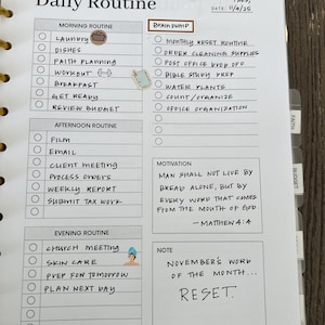 Daily Routine Sheet (DOWNLOAD) - Etsy