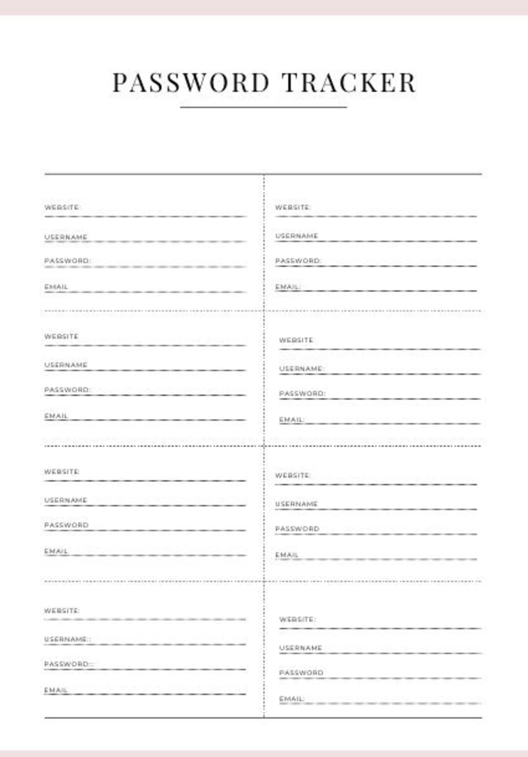 Password Tracker DOWNLOAD - Etsy