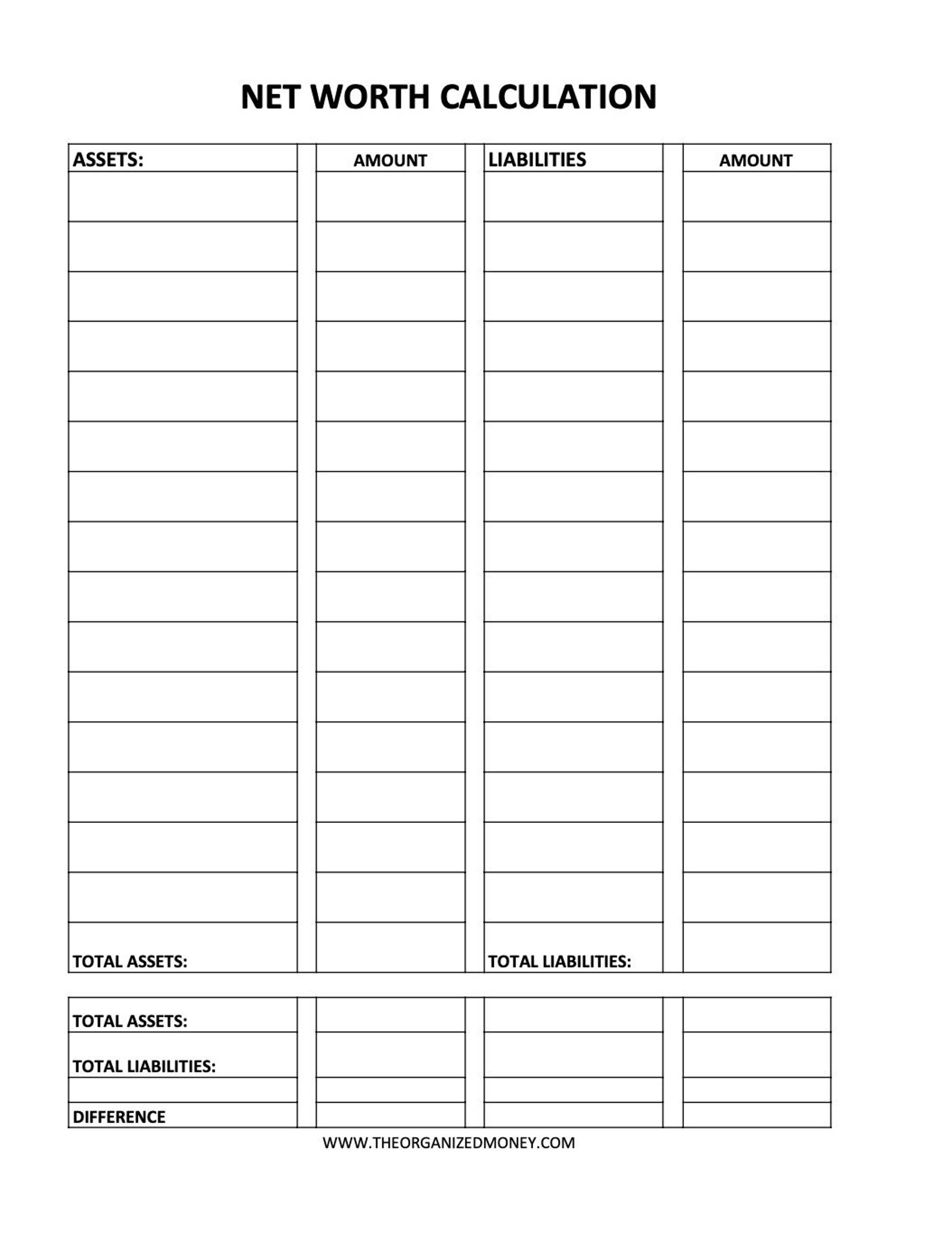 Net Worth Sheet DOWNLOAD - Etsy UK