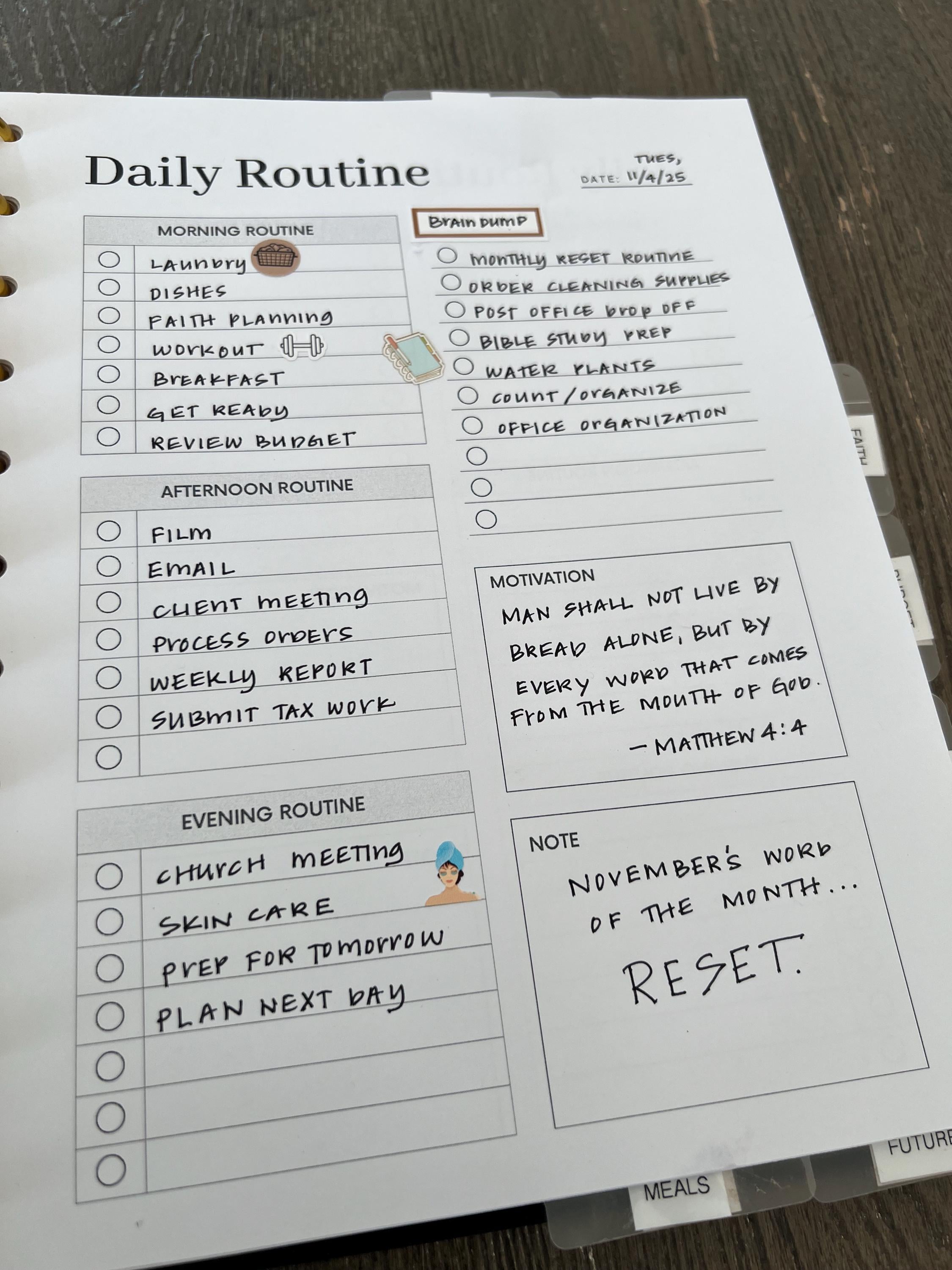 Daily Routine Sheet (DOWNLOAD) - Etsy