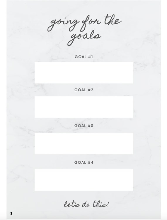 Goals Sheet DOWNLOAD - Etsy
