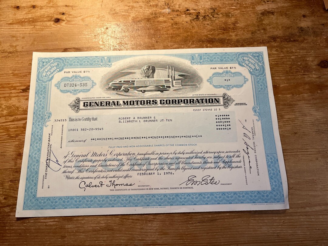 9 General Motors Stock Certificates 1970's - Etsy