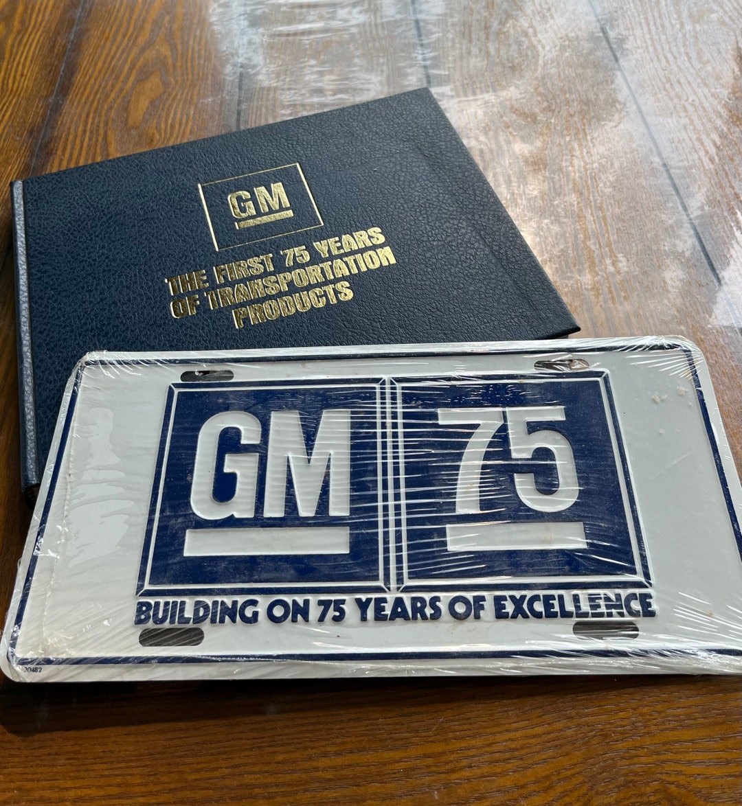 Vintage 1975 GM General Motors Commemorative License Plate and Book ...