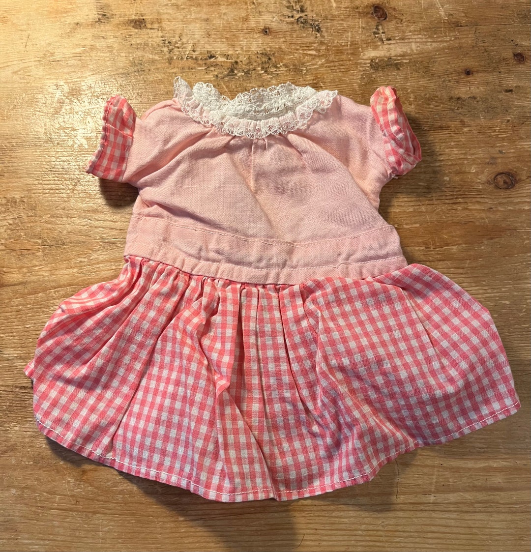 Vintage Pink Check Dress for a Baby Doll 1970's - Etsy