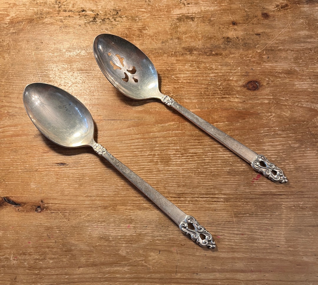 Vintage Set "king Frederick" Large Serving Spoon and Pierced Serving ...