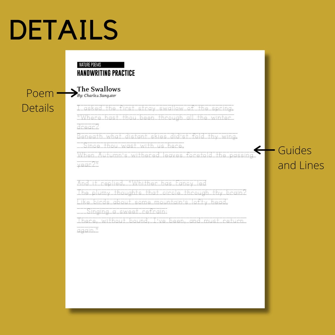 Printable Poetry Handwriting Practice Worksheet for Adults // Digital ...