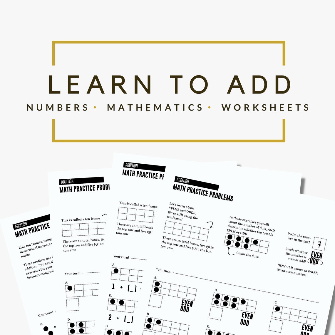 Printable Math Practice Worksheets // Addition // Digital - Etsy
