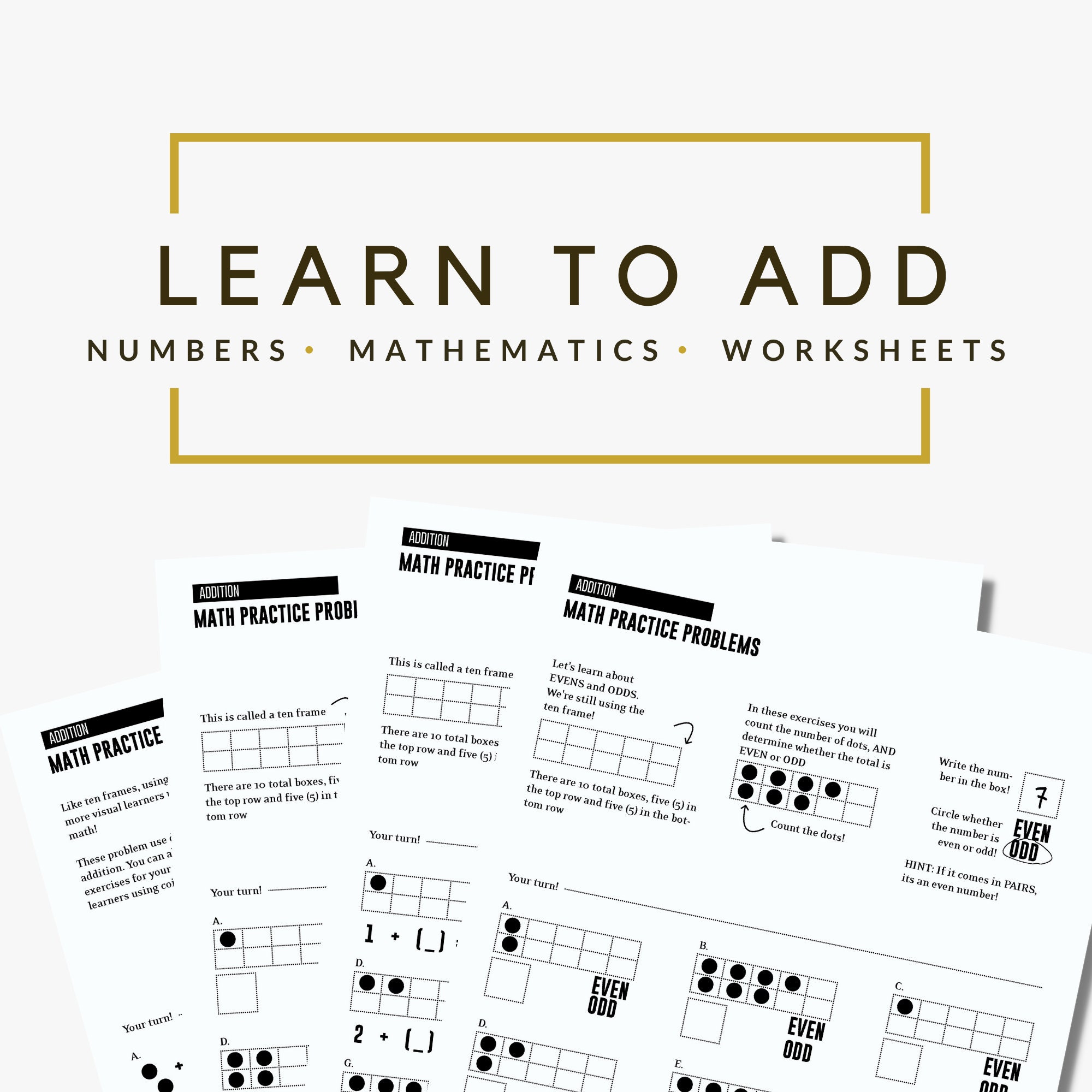 Printable Math Practice Worksheets // Addition // Digital - Etsy